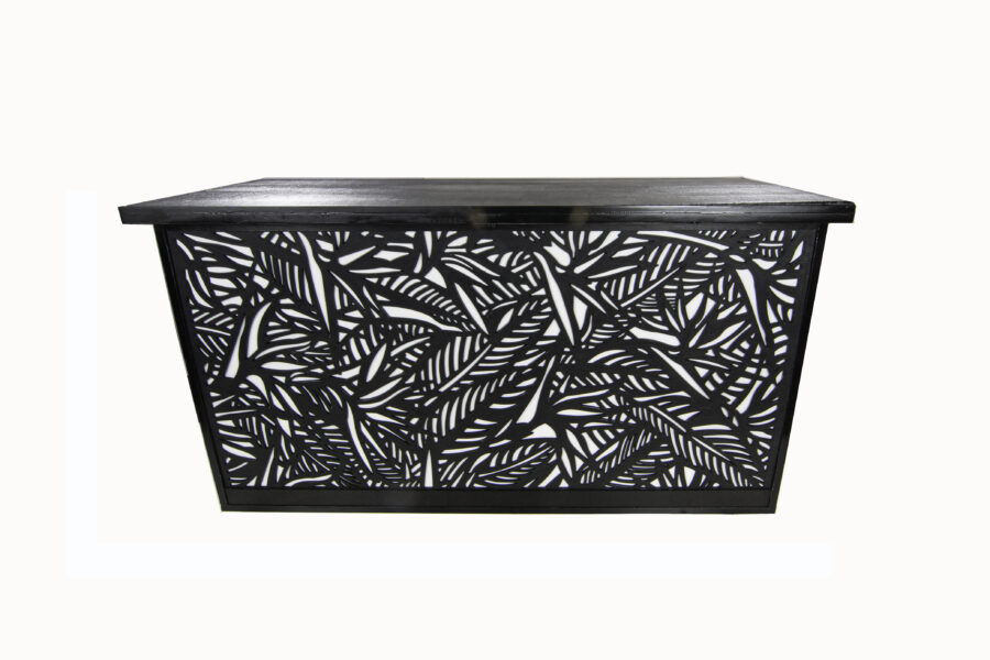 Lit Tropical Leaf Bar | Table Manners Linen Rentals